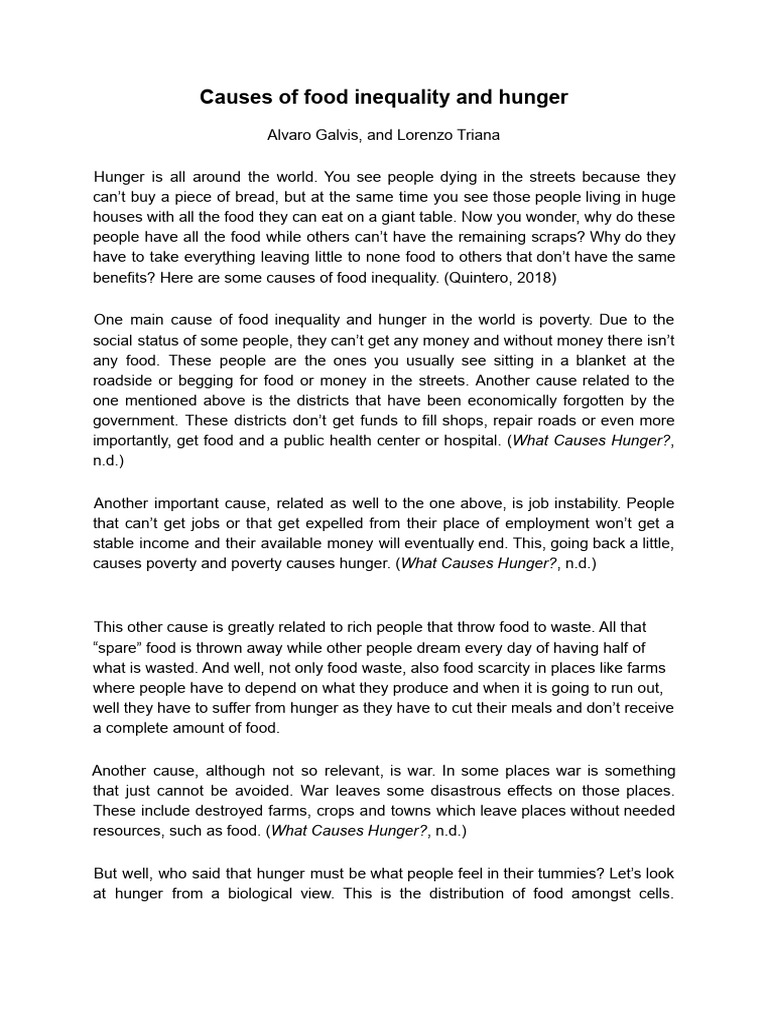 Causes and Consequences of Hunger | PDF | Economic Inequality ...