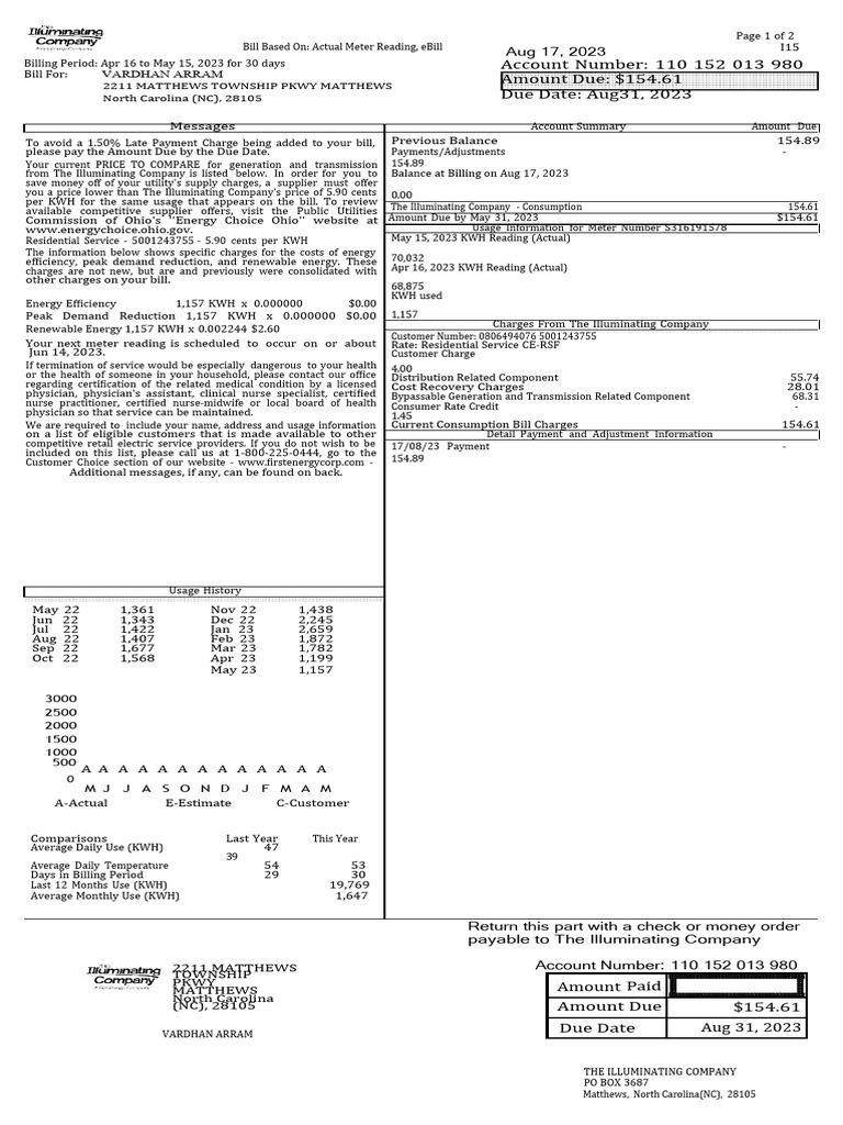 Electric Bill | PDF | Electric Power Transmission