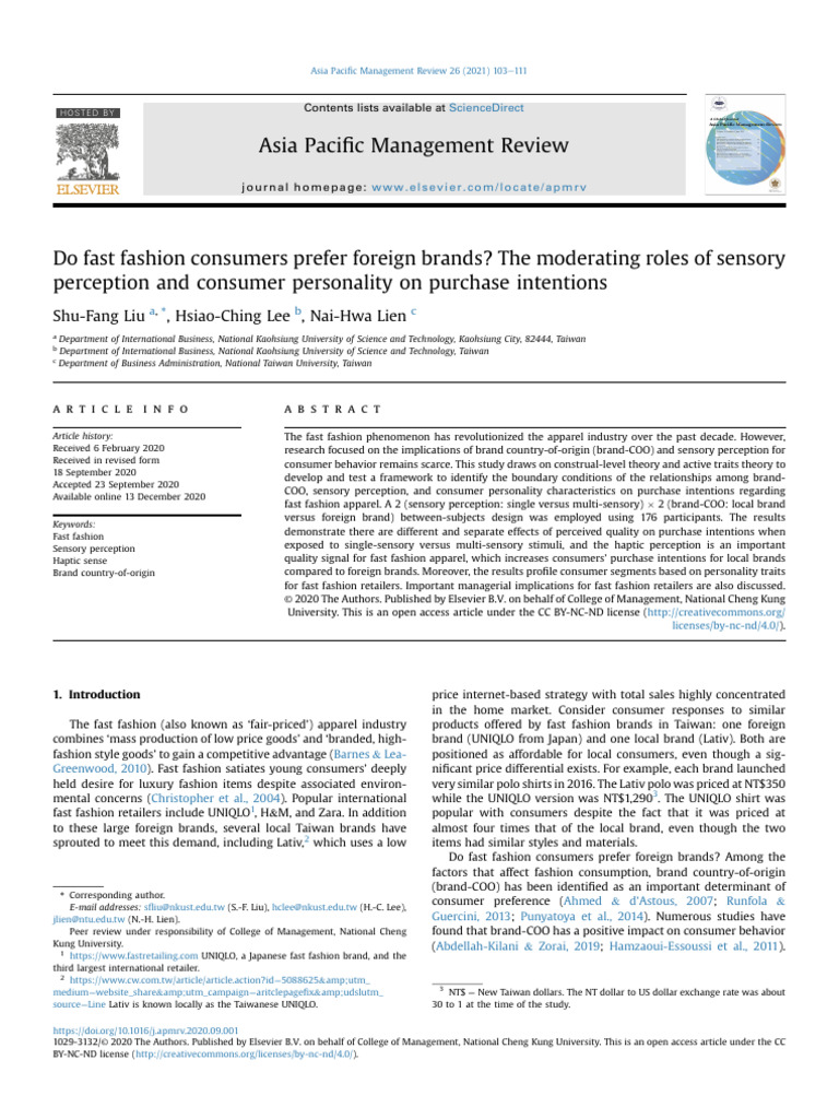 Do Fast Fashion Consumers Prefer Foreign Brands - The Moderating Roles ...