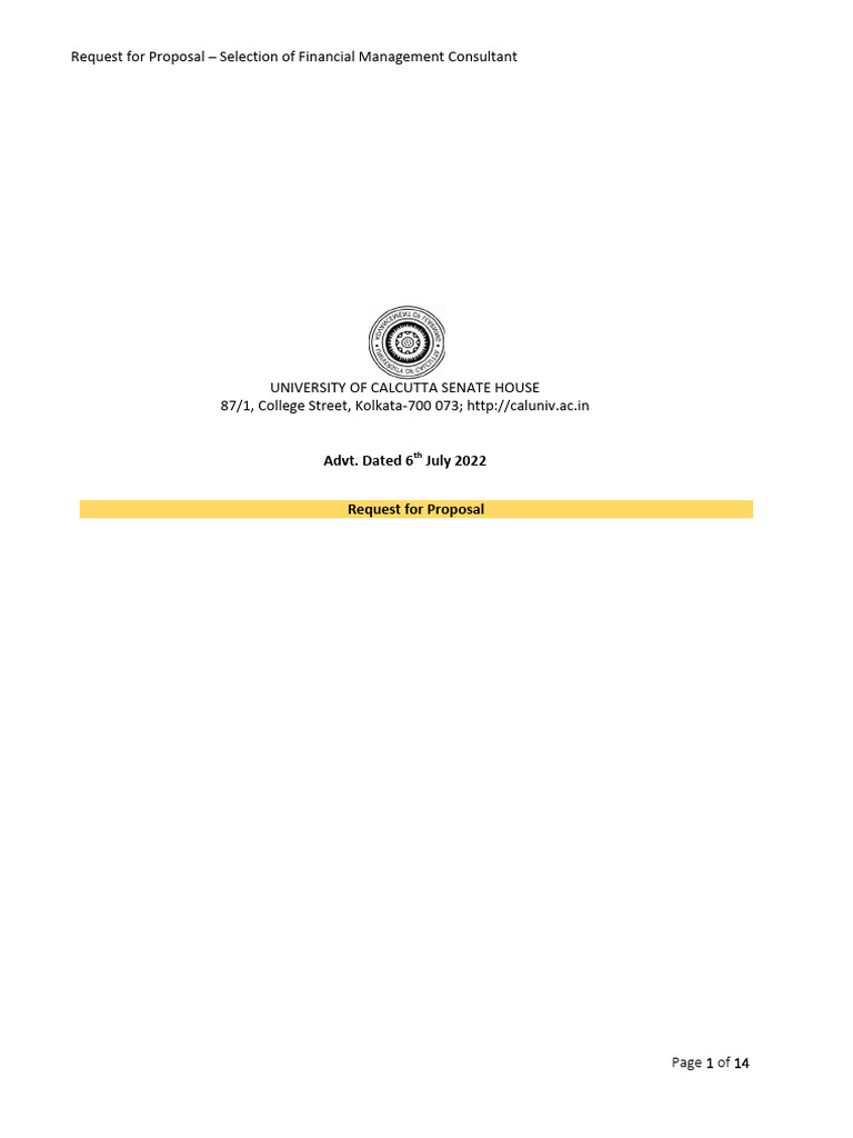 RFP FMC | PDF | Request For Proposal | Accounting