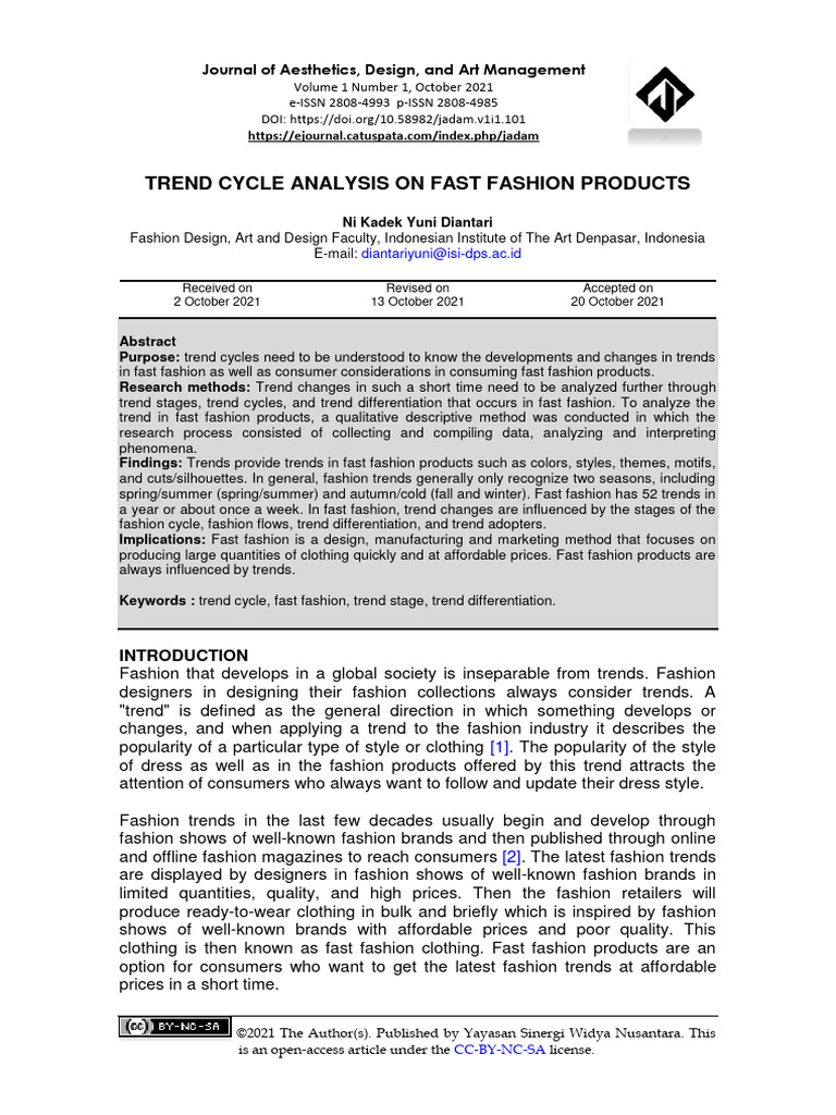 Trend Cycle Analysis On Fast Fashion Products | PDF