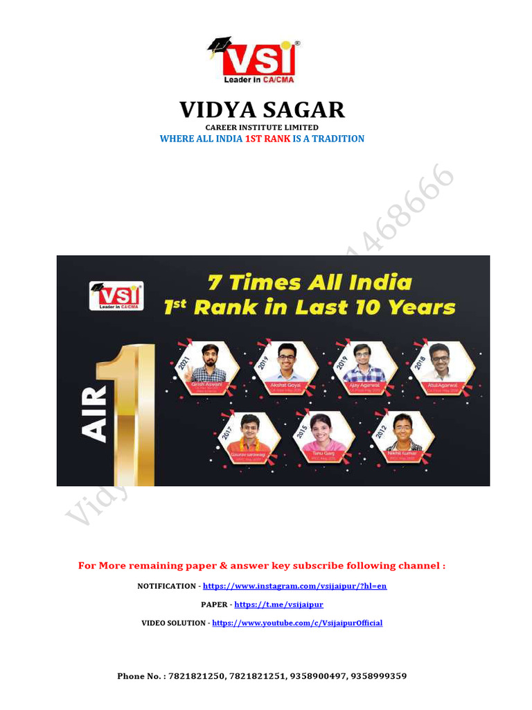 CA Inter Costing Answer Key | PDF