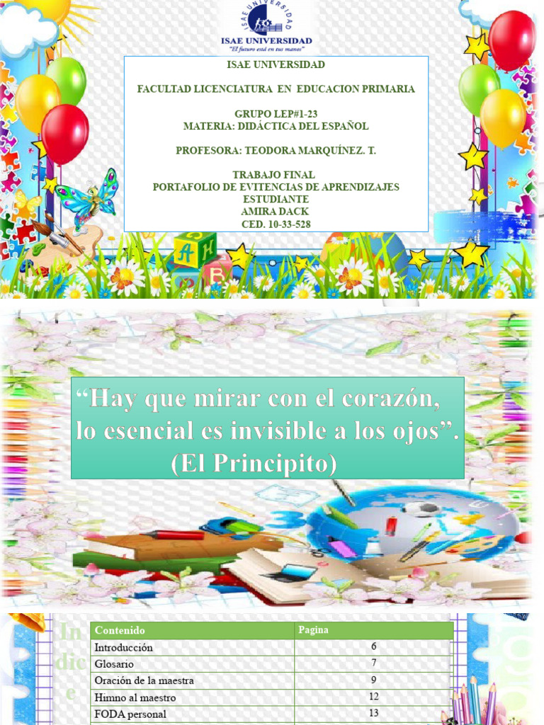 Trabajo Final Didactica de Español Portafolio | PDF