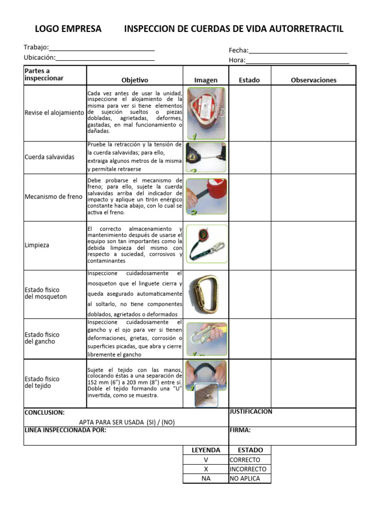 Checklist Linea de Vida Retractil | PDF | Ciencias fisicas