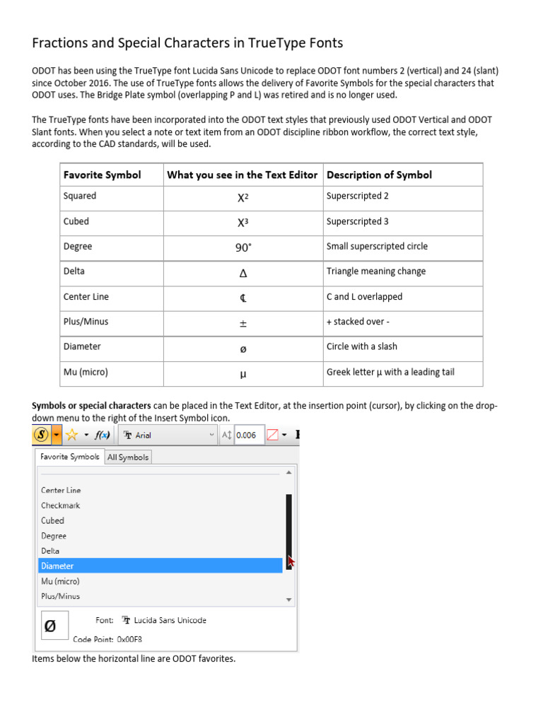 Special Characters and Fractions in TrueType Fonts | PDF | Teaching ...