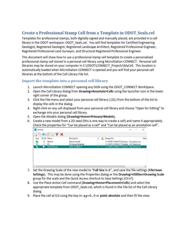 Create A Professional Stamp Cell With MicroStation CONNECT | PDF