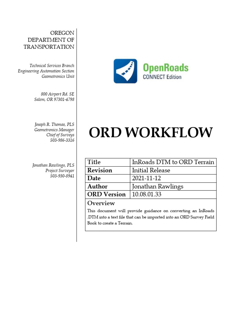 InRoads DTM to ORD Terrain Guide | PDF | Computing | Software
