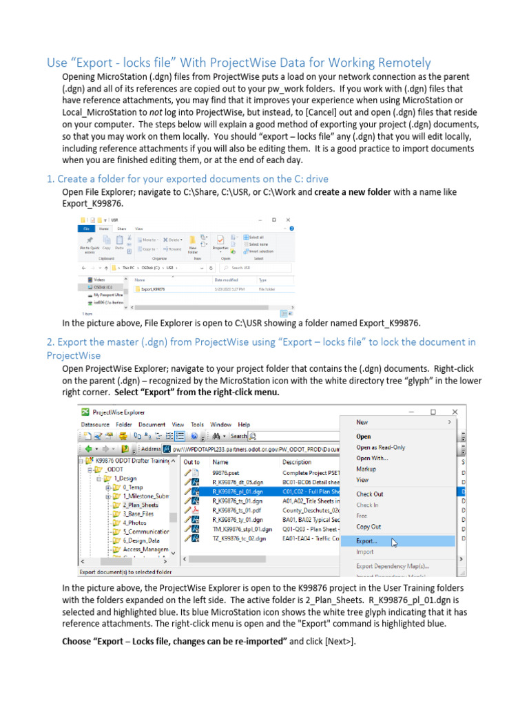 Export Locks File Project Wise Data For Working Remotely Download Free Pdf Computer File