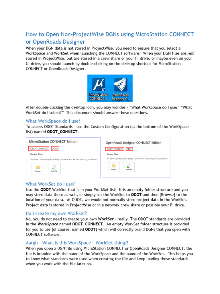 CONNECT Non-ProjectWise WorkSpace WorkSet | PDF | Computer Architecture | Information Technology