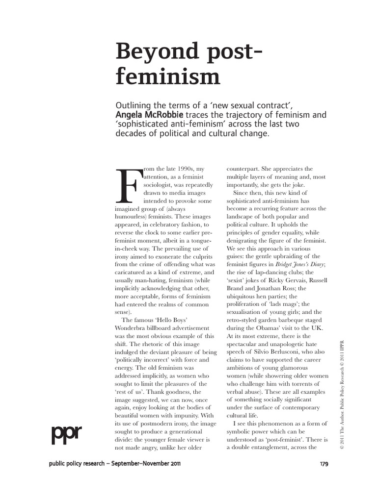 Beyond Post-Feminism - Angela Mcrobbie | PDF | Feminism | Gender Studies