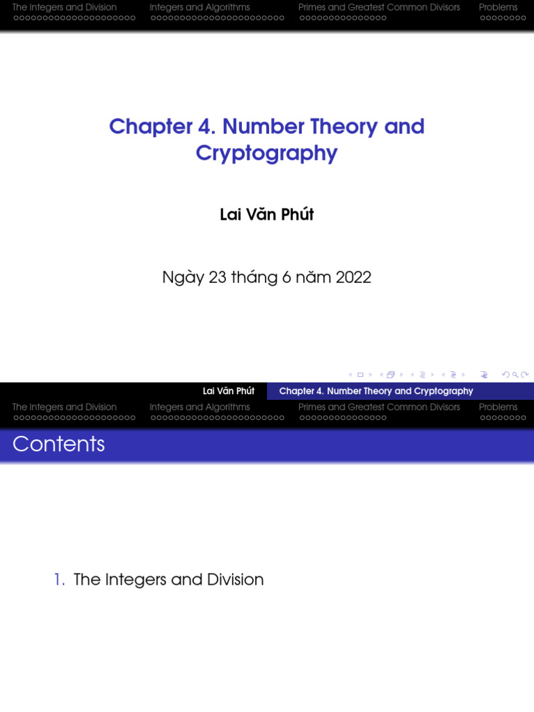 Chapter 4. Number Theory and Cryptography | PDF | Prime Number | Division (Mathematics)