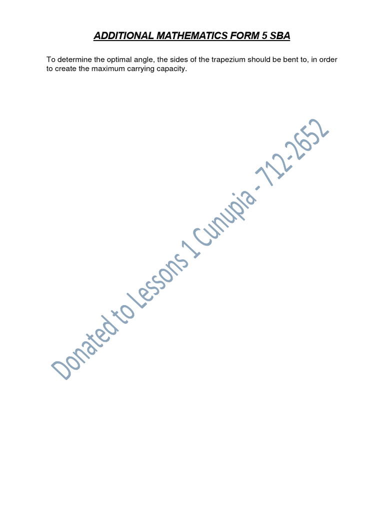 Additional Maths SBA 1 | Download Free PDF | Triangle | Area