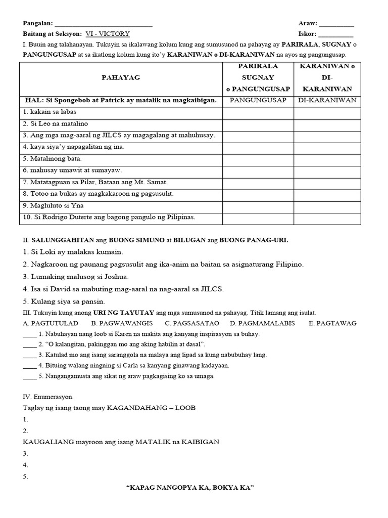 LT Grade 6 | PDF