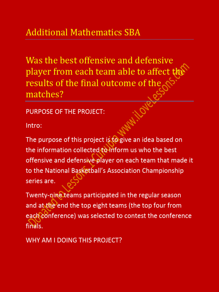 Additional Maths SBA 3 | PDF | Le Bron James | National Basketball ...