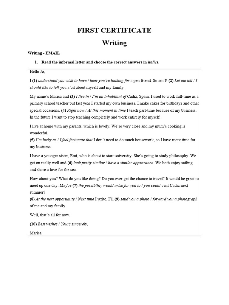 FIRST CERTIFICATE - Writing | Download Free PDF | Information | Internet