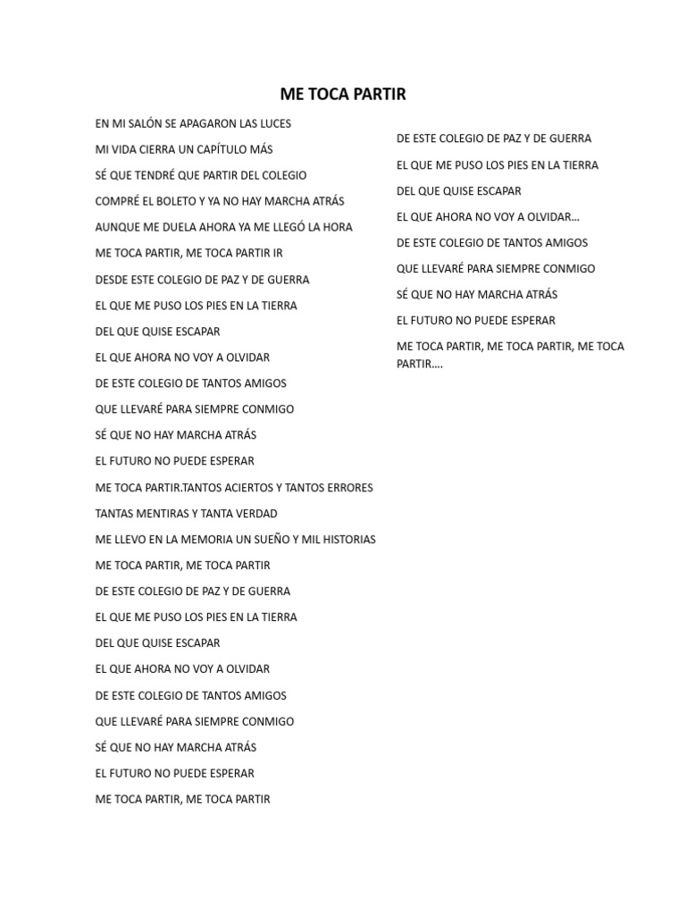 Me Toca Partir | PDF