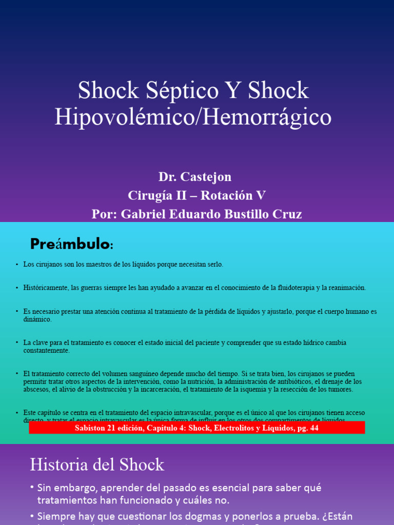 Shock Séptico Y Shock Hipovolémico - Gabriel Eduardo Bustillo Cruz ...