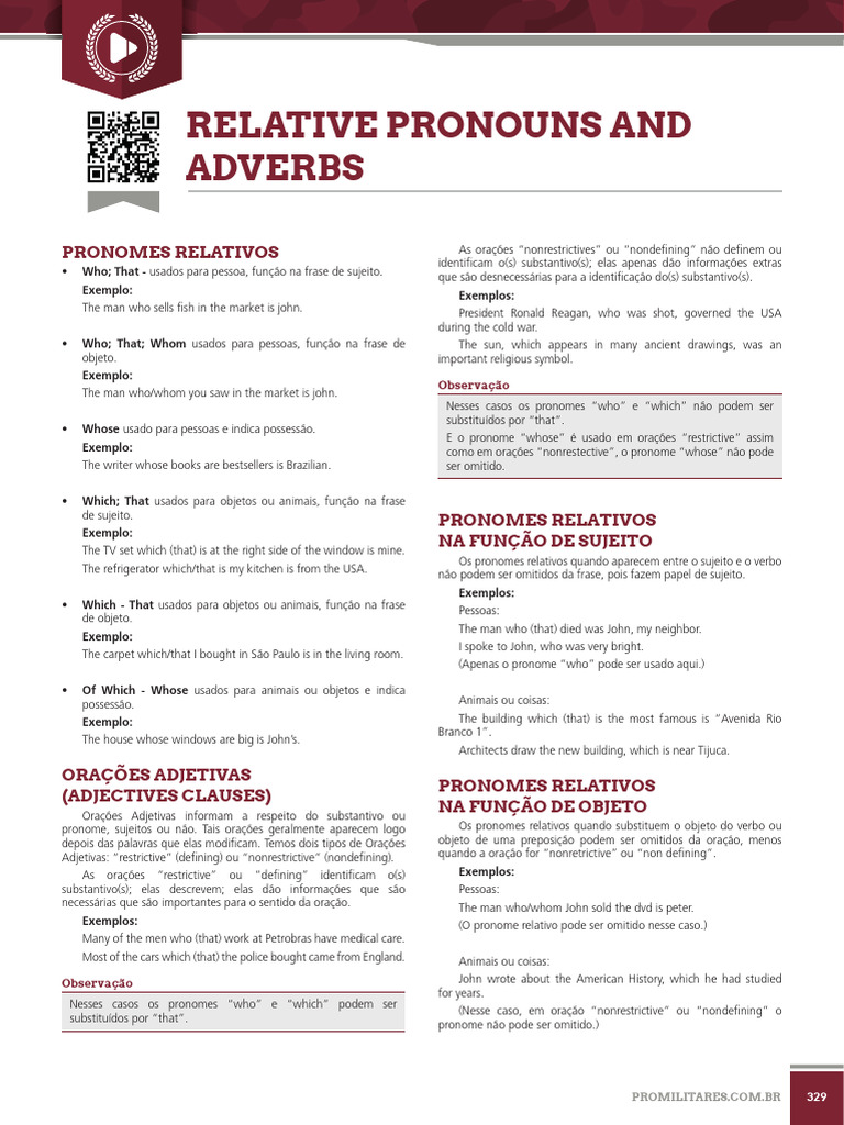 Relative Pronouns and Adverbs - Com Gab | PDF