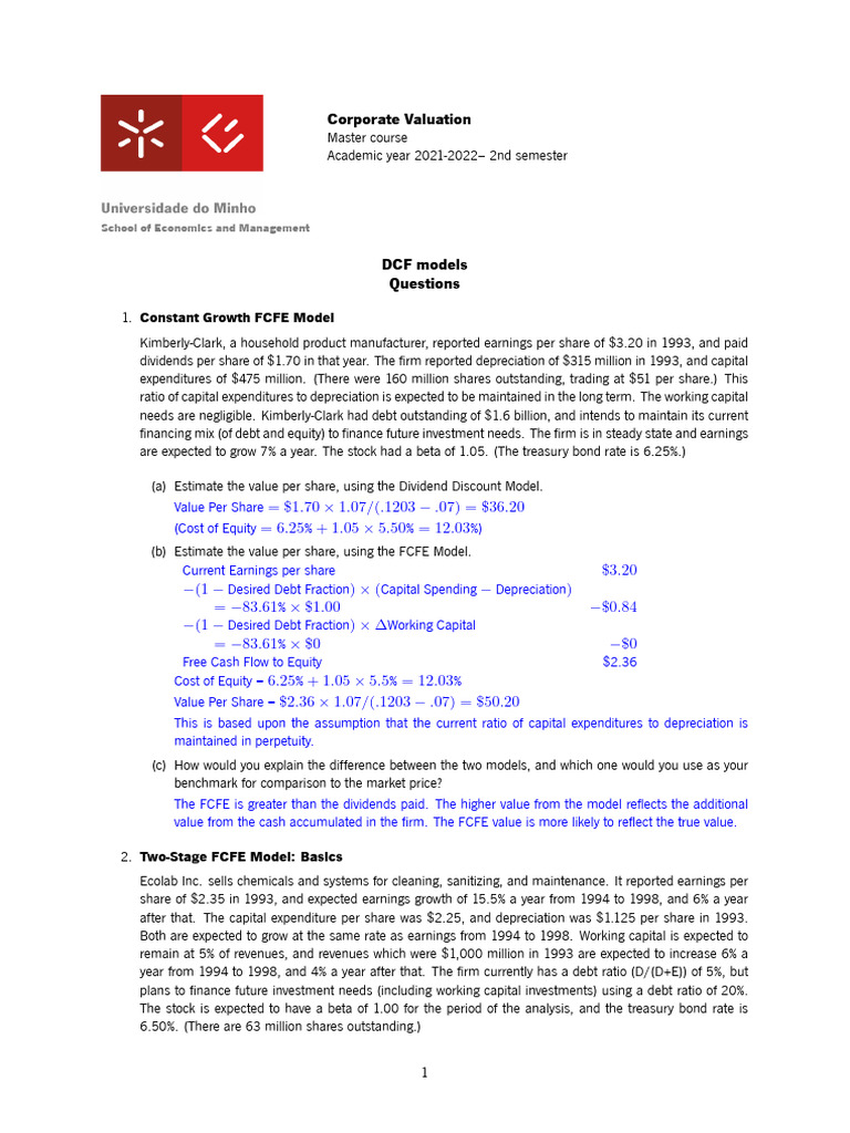 3 DCF - Models Solutions | PDF