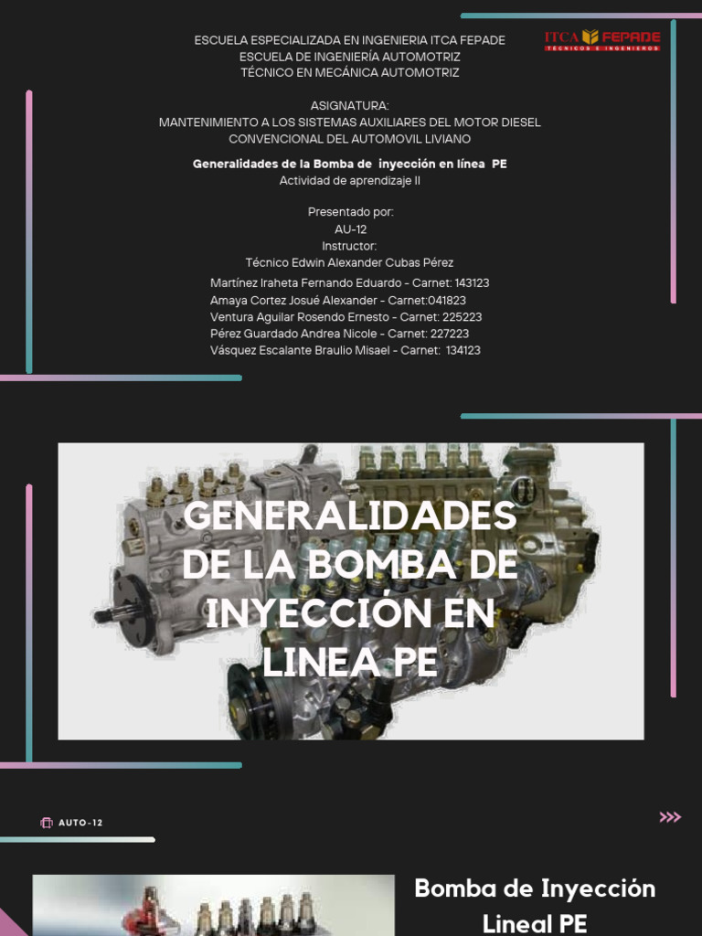 Exposición de Bomba Lineal OE | PDF | Inyección de combustible | Bomba