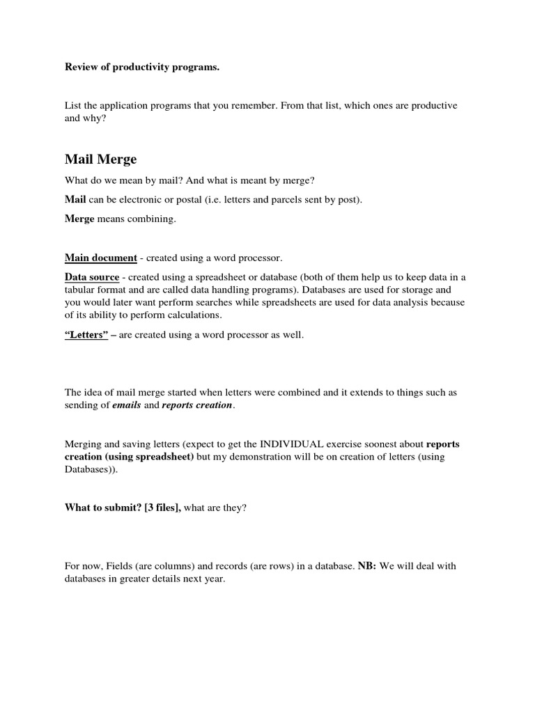 Mail Merge Basics for Educators | PDF | Art | Computers