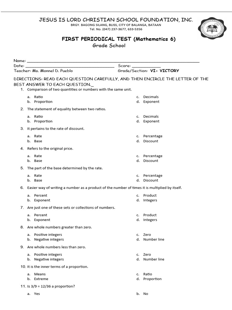 2nd MATH GRADE 6 | PDF
