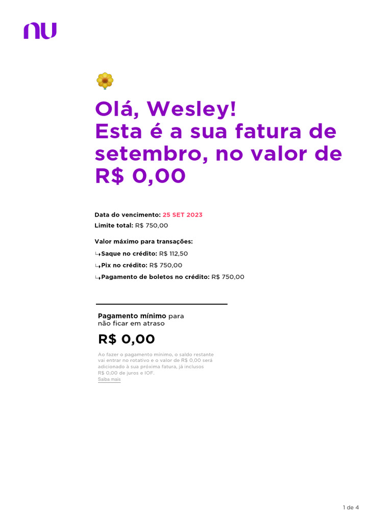 Comprovante Pagamento Nubank | PDF | Juros | Bancos Comprovante Pagamento Nubank | PDF | Juros | Bancos