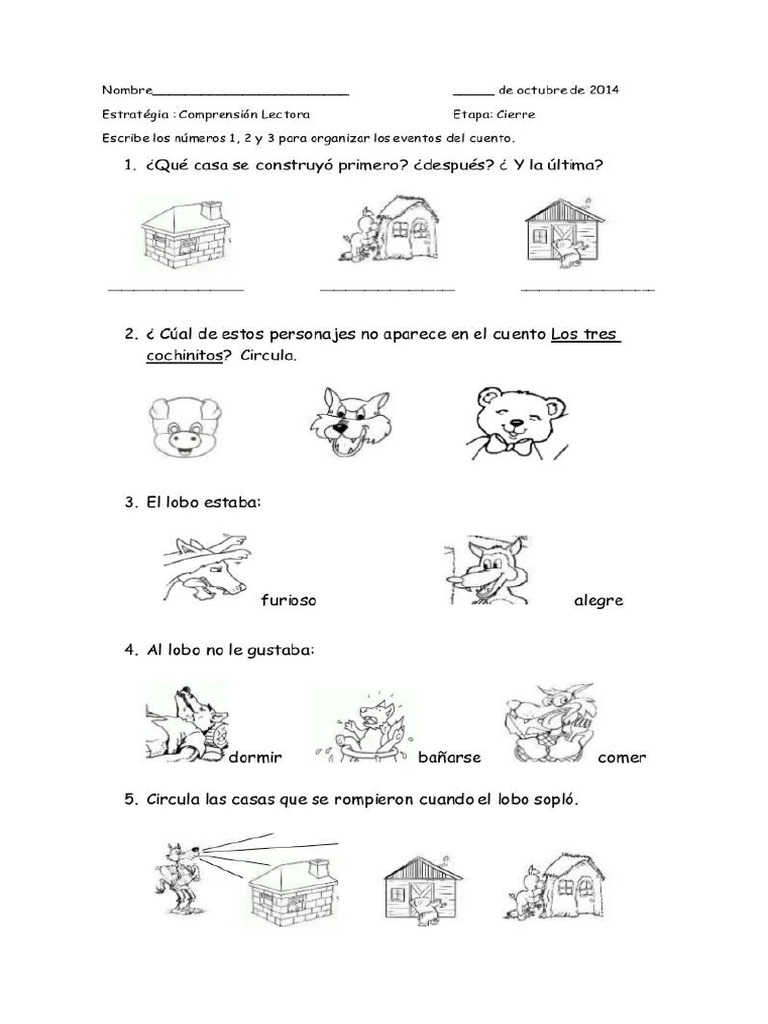 Lectura de Tres Cerditos | PDF