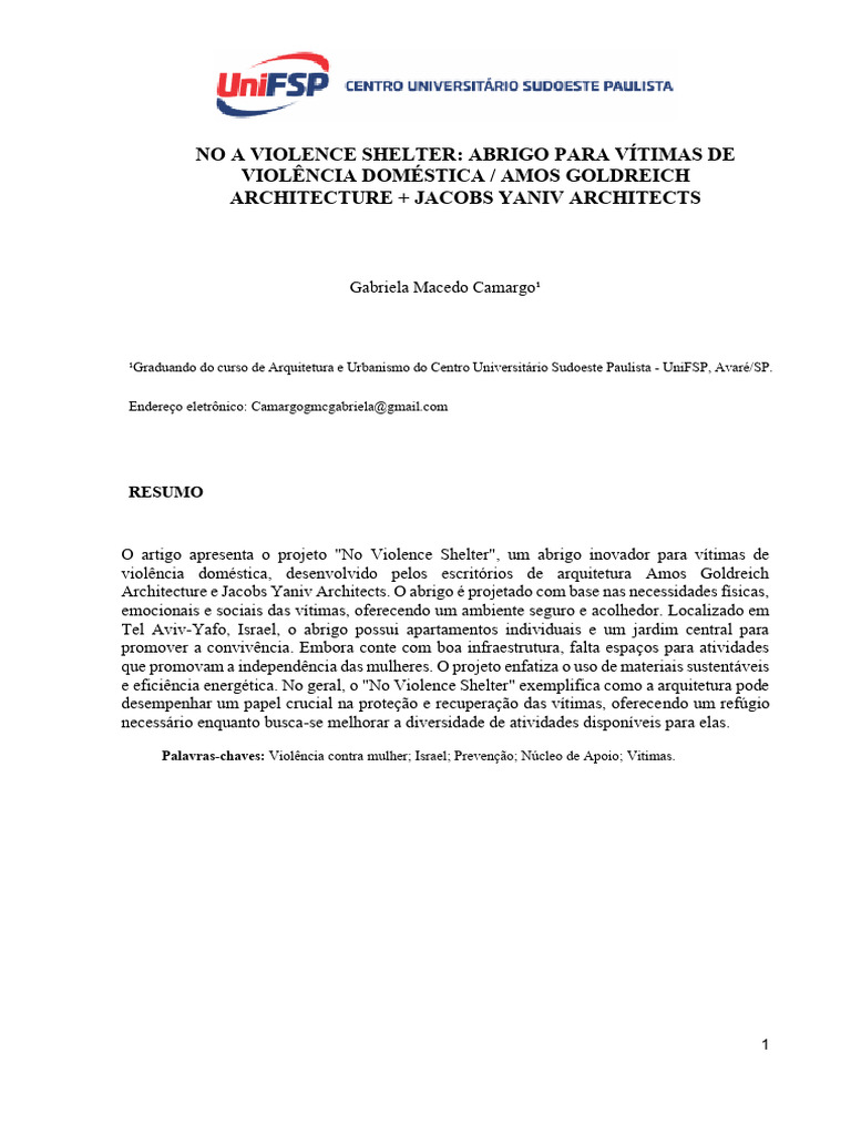 Artigo Estudo de Caso - Pamela Messias | PDF | Violência doméstica | Violência