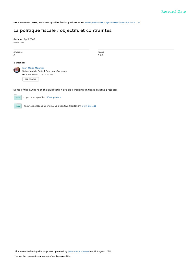 La Politique Fiscale | PDF