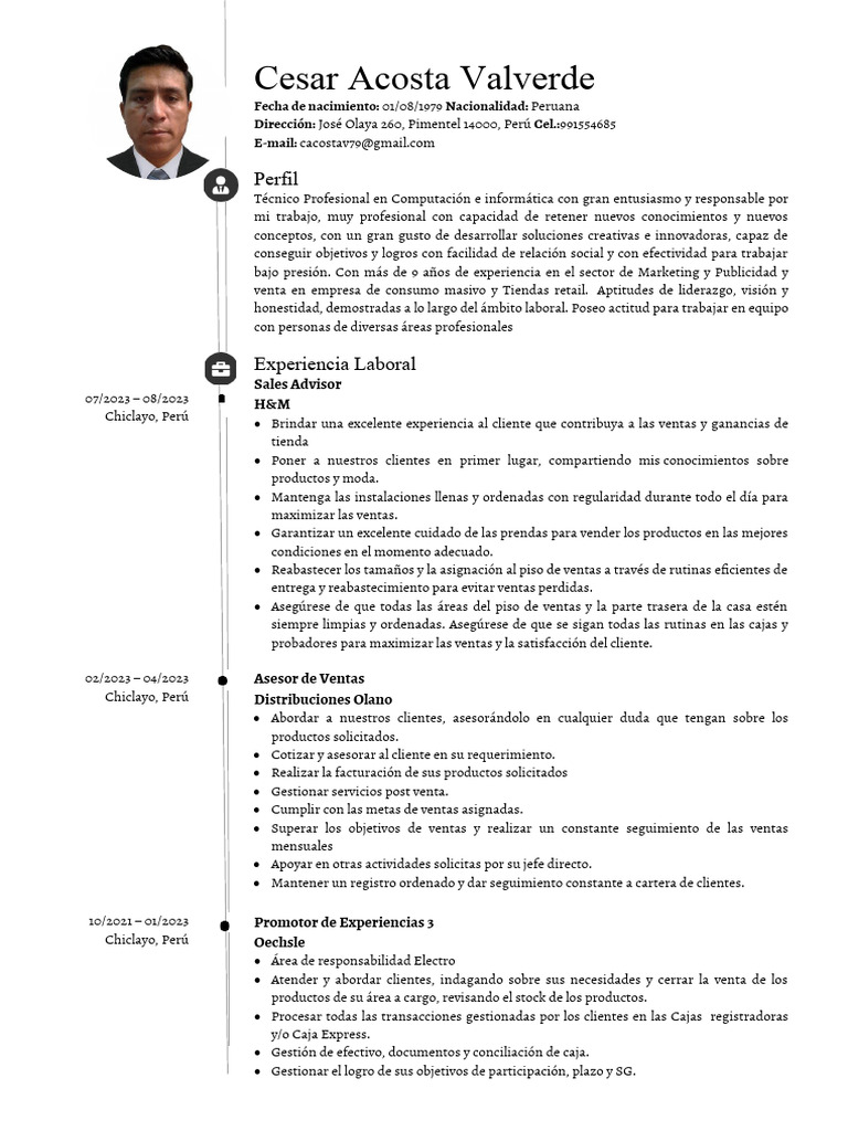 CV Cesar Acosta Valverde 2023 | PDF