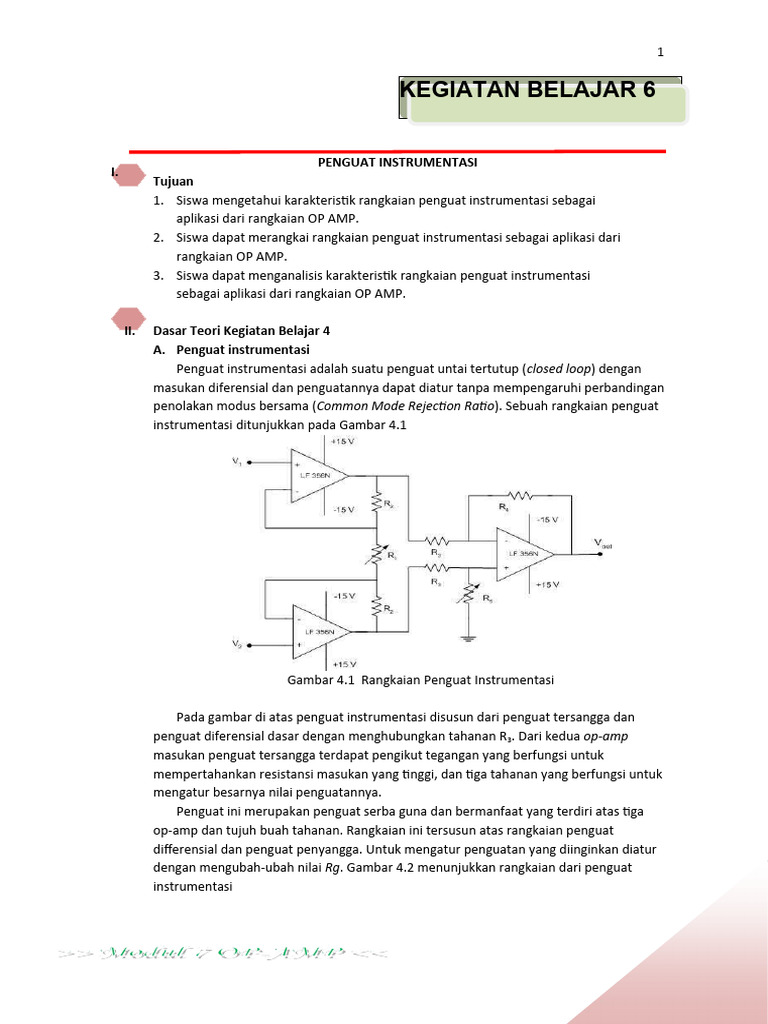 Rangkaian Penguat Instrumentasi OP AMP | PDF | Metode & Bahan Ajar | Teknologi & Rekayasa