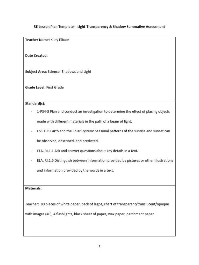 Light Summative Assessment - Lesson 5 | Download Free PDF ...