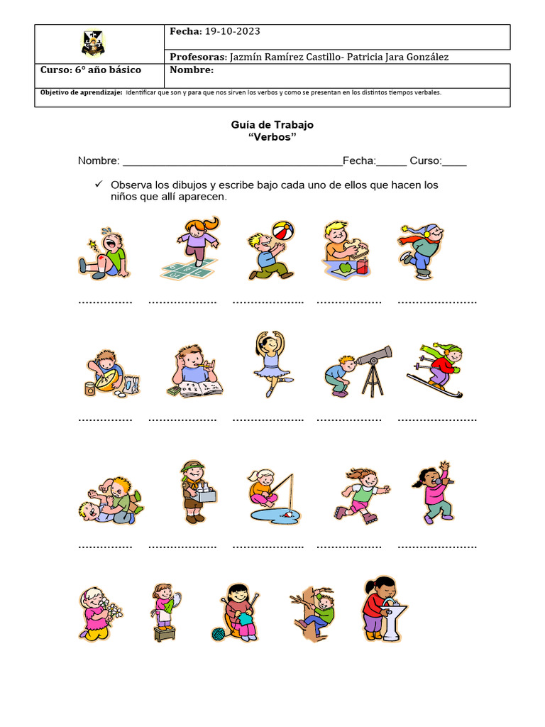 GUÍA VERBOS 6TO BÁSICO | PDF | Verbo