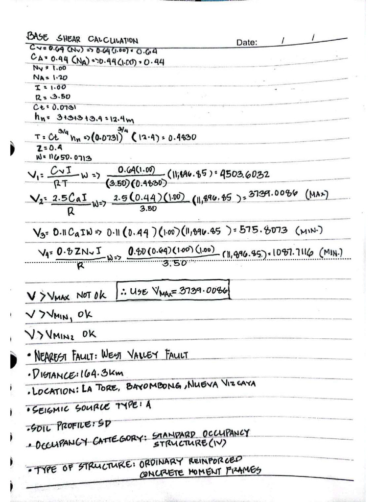 Base Shear Calculation | PDF