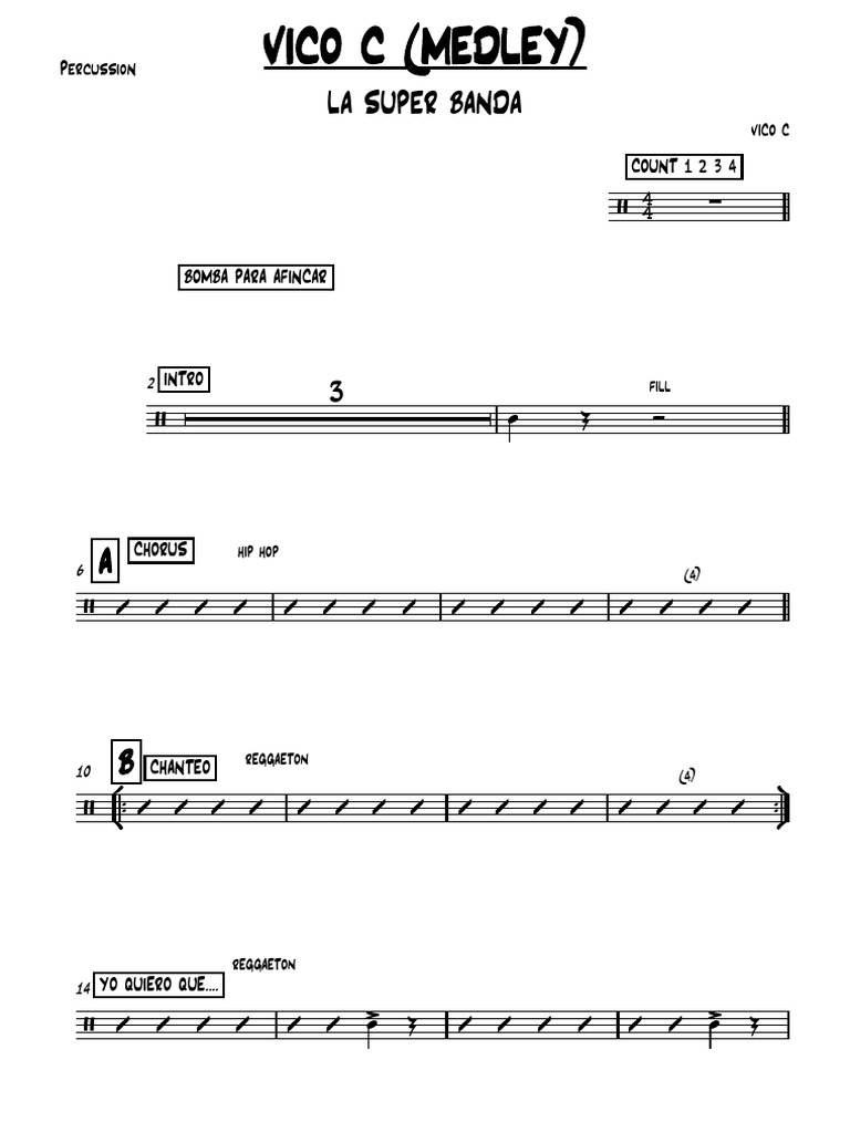 Vico C Medley Percussion | PDF
