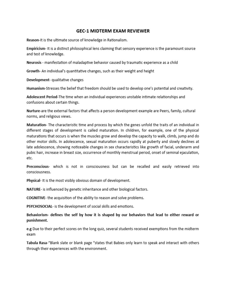 Gec 1 Midterm Exam Reviewer | PDF