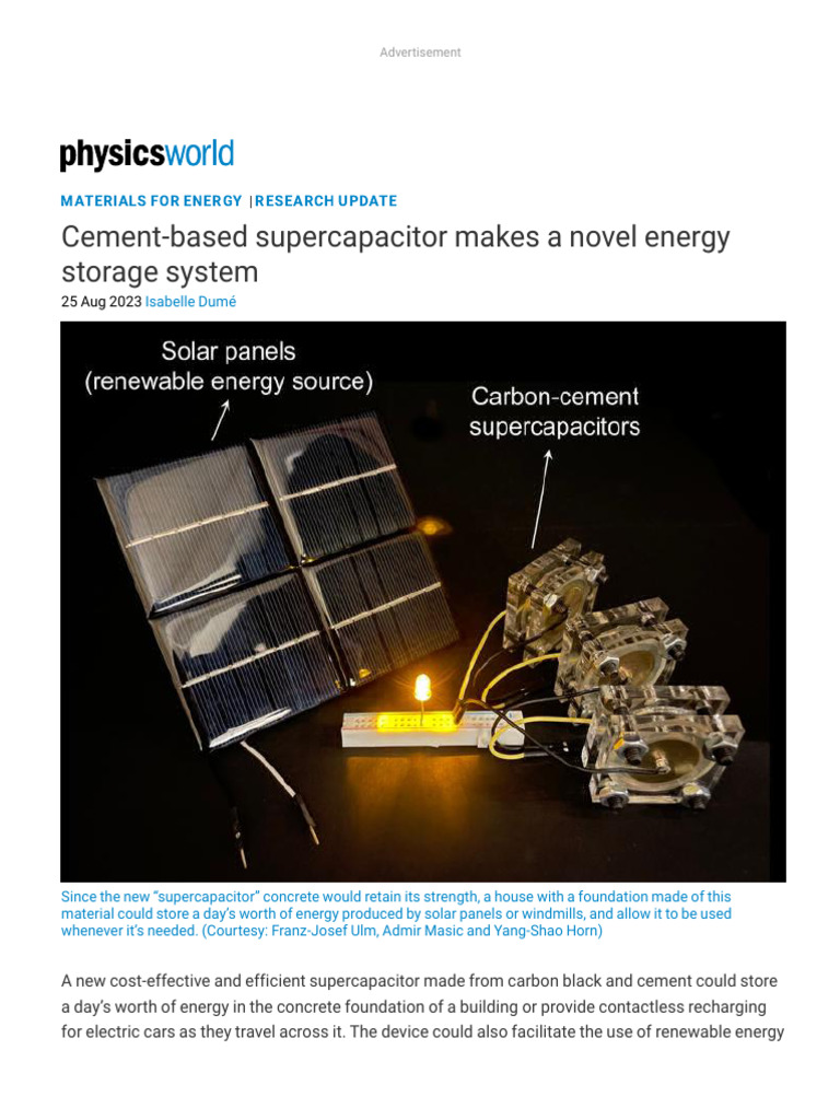 Cement-Based Supercapacitor | PDF | Energy Storage | Capacitor