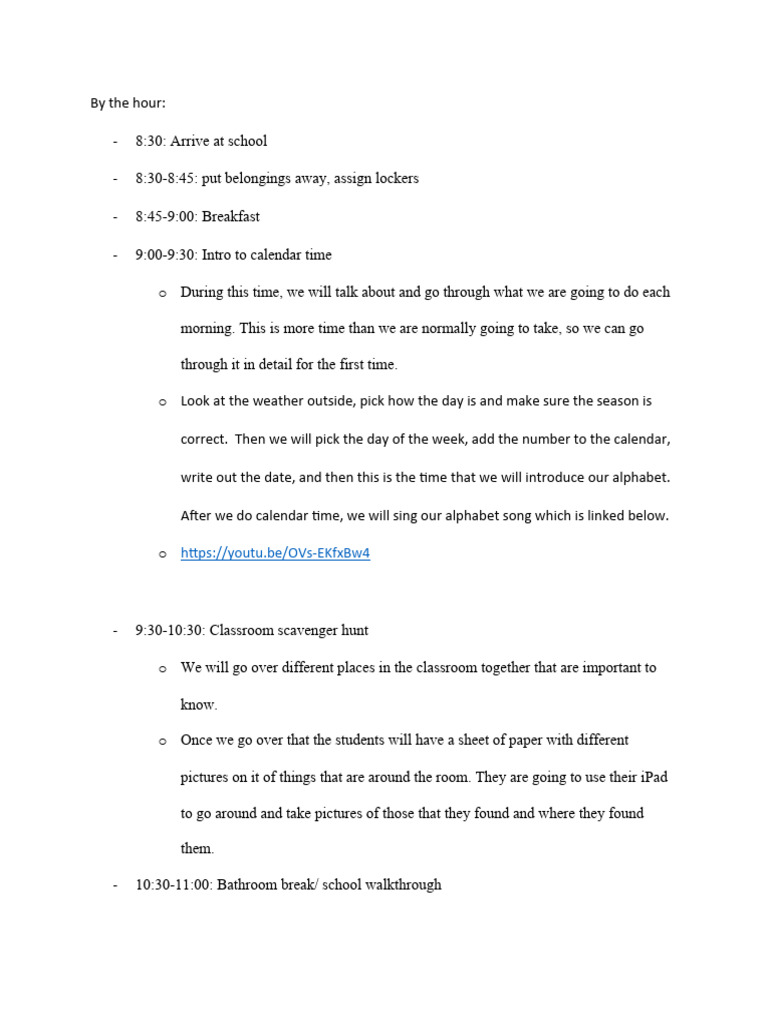 First Day of School Outline | Download Free PDF | Classroom