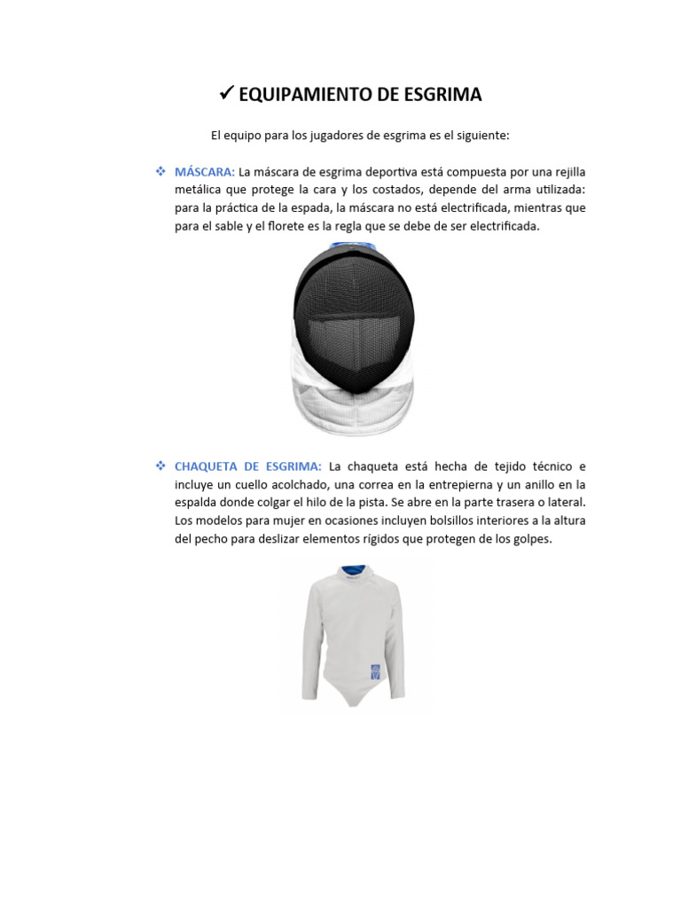 Equipamiento Esencial de Esgrima | PDF | Esgrima | Espada