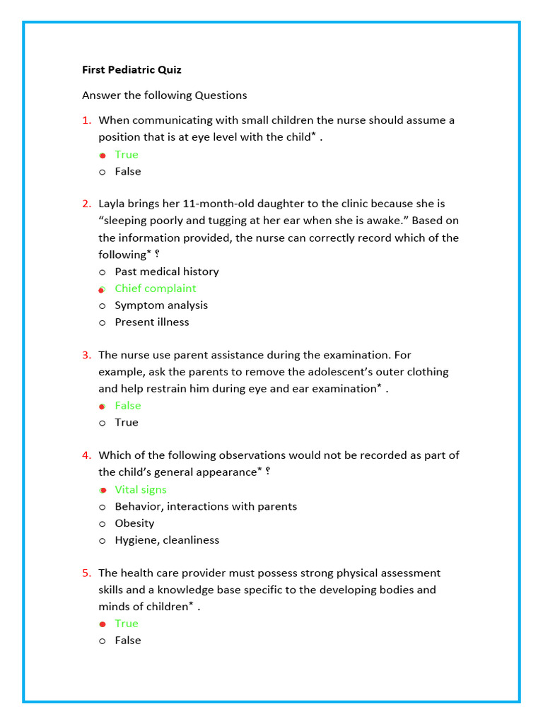 First Pediatric Quiz-مدمج | PDF | Neonatal Intensive Care Unit ...
