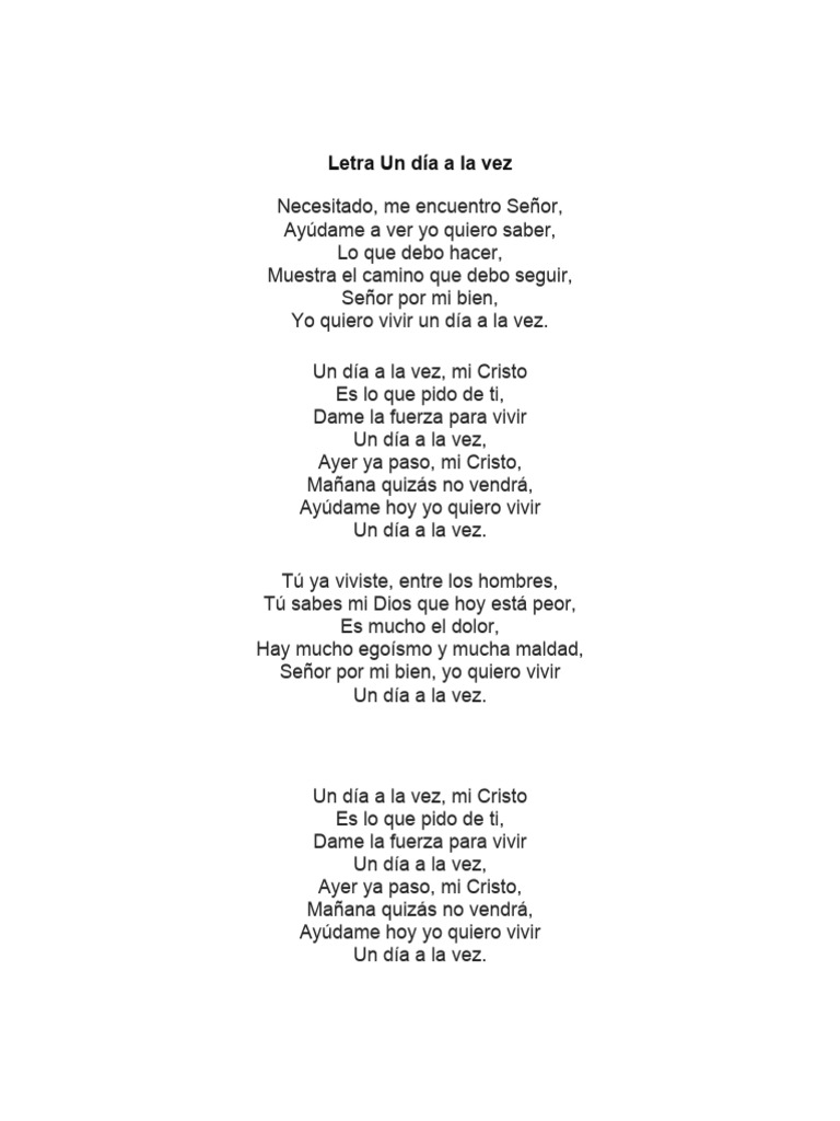 Letra Un Día A La Vez | PDF