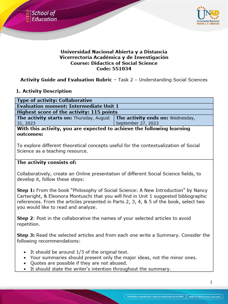 Activity Guide And Evaluation Rubric Unit 1 Task 2 Understanding Social Science Pdf
