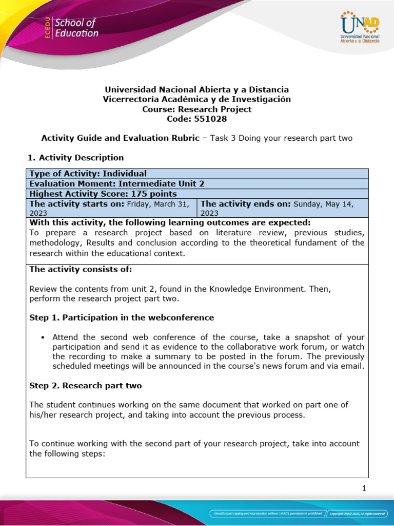 Activity Guide and Evaluation Rubric - Unit 2 - Task 3 - Doing Your Research Part Two | PDF ...