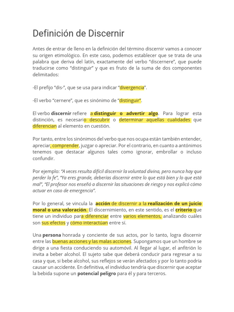 Significado de Discernimiento | PDF | Prudencia | Moralidad