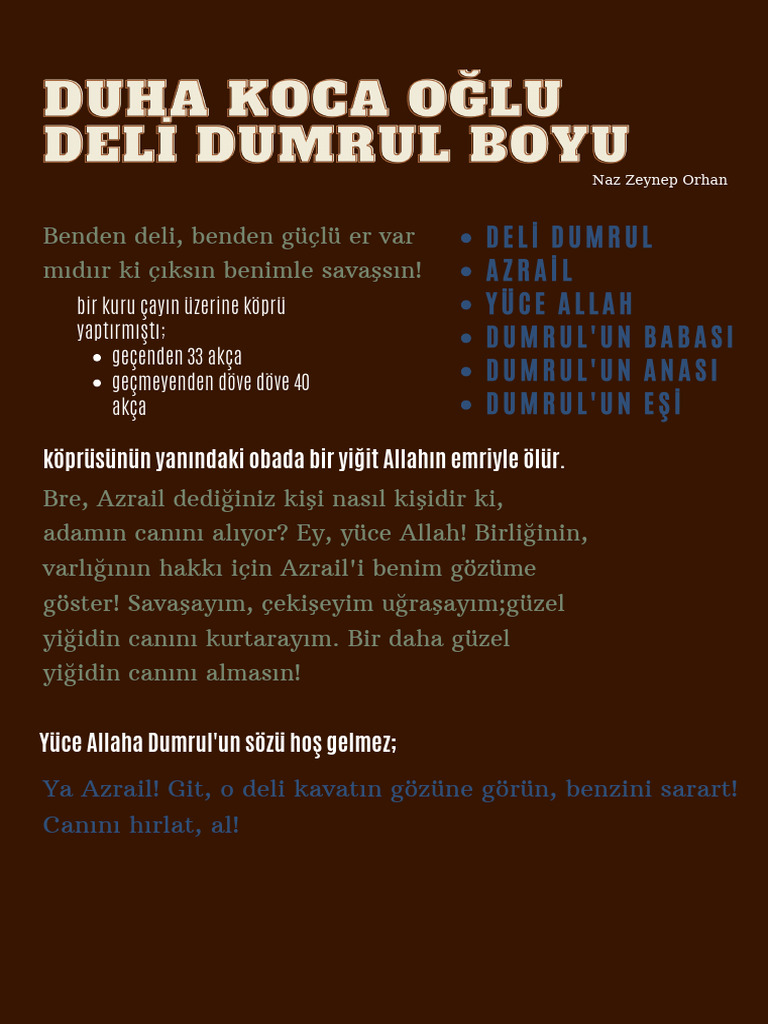 Duha Koca Oğlu DEli Dumrul Boyu | PDF