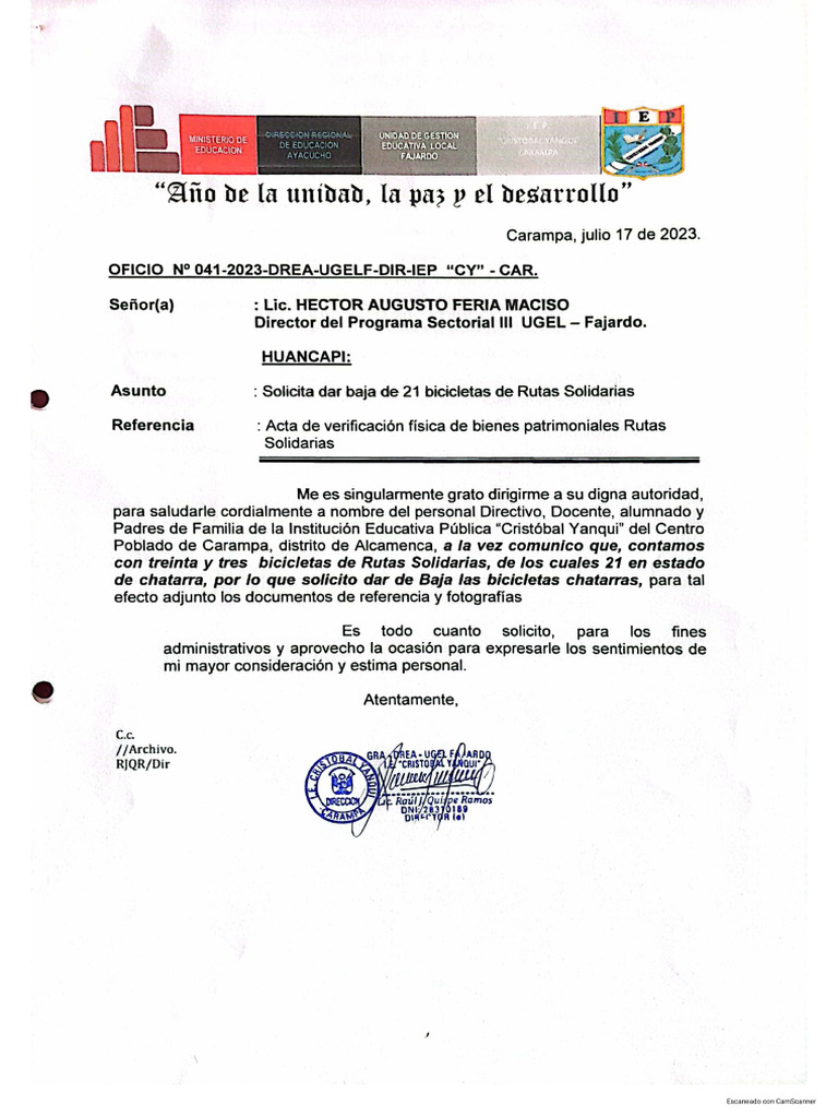 Oficio de Solicitud de Baja | PDF