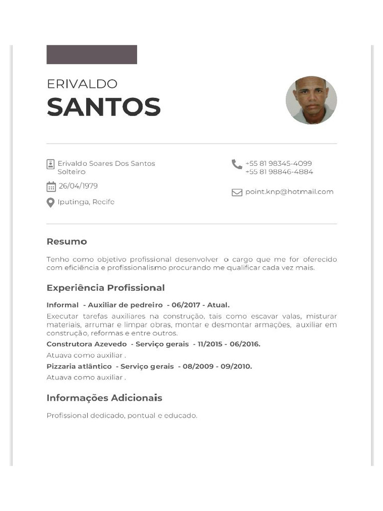 Currículo Erivaldo | PDF