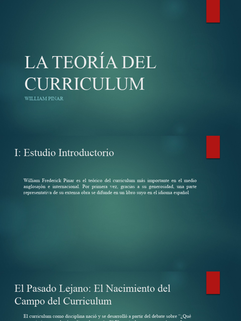 Teoría del Curriculum de William Pinar | PDF | Plan de estudios