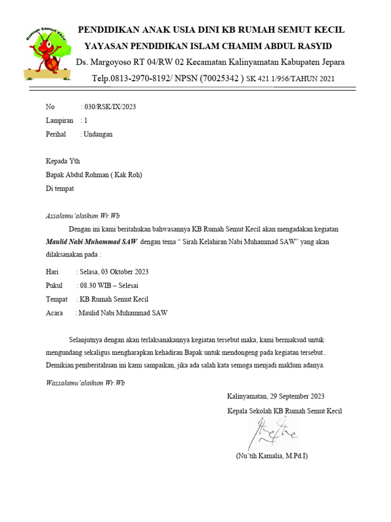 Surat Undangan Pentas Seni Pdf